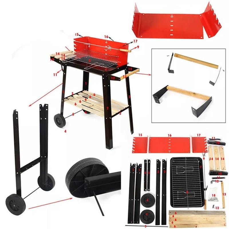 WXBDD Home Square Charcoal BBQ Grills Portable Outdoor Picnic Barbecue Stove BBQ Tools for Garden Camping