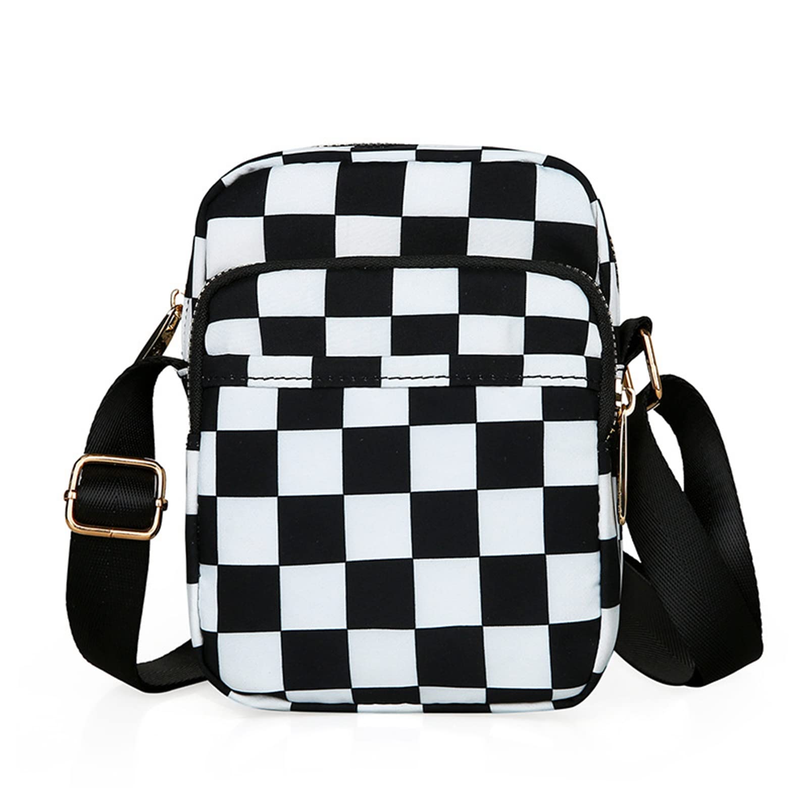 WYAQJLV Small Crossbody Cell Phone Purse for Women Girls Mini Messenger for Checkered Shoulder Bag Wallet (black and white plaid)