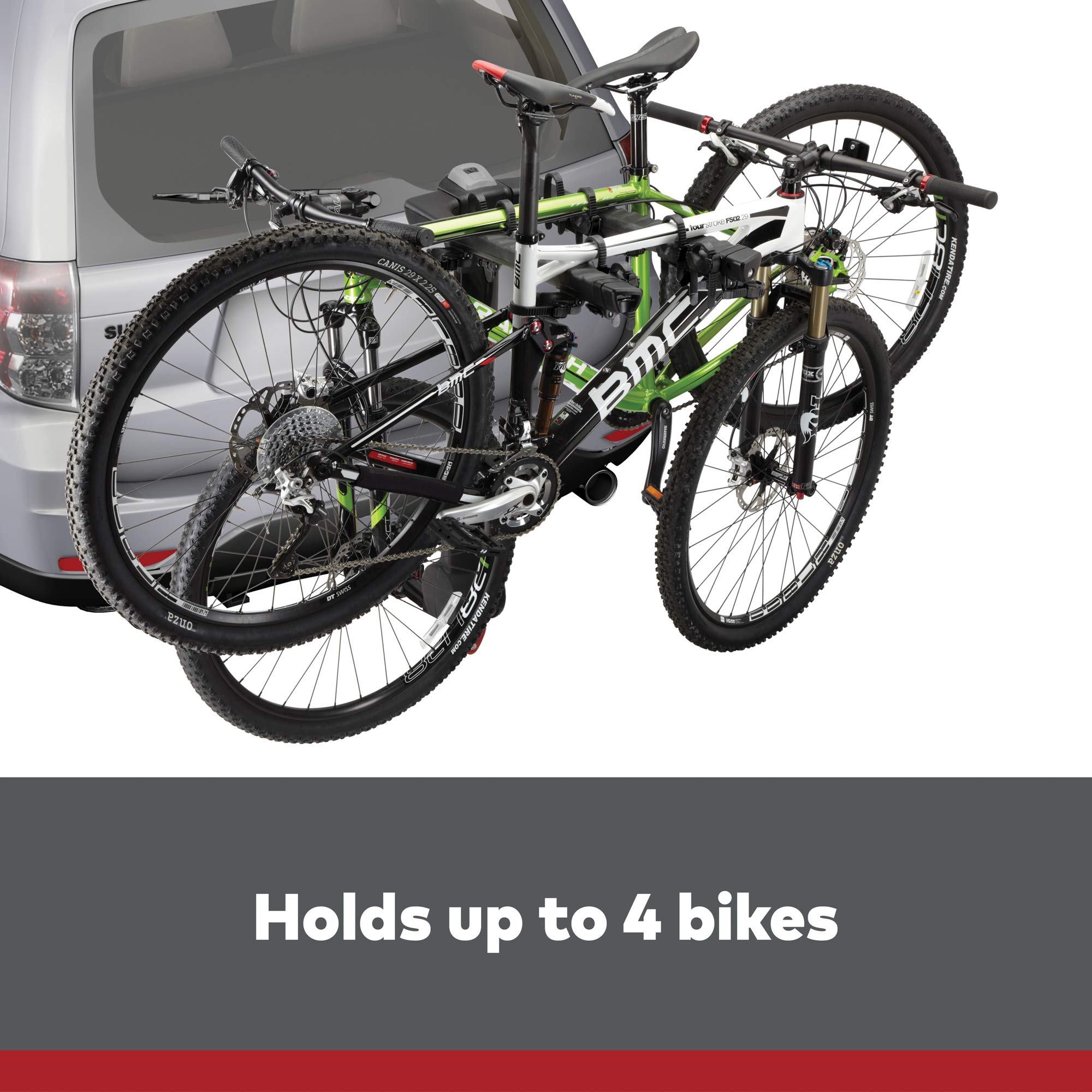 YAKIMA, FullTilt Tilting Hitch Mount Hanging Bike Rack, 4 Bike Capacity, Anti Sway, Lockable, Compatible with both 1-1/4" and 2" hitch receivers