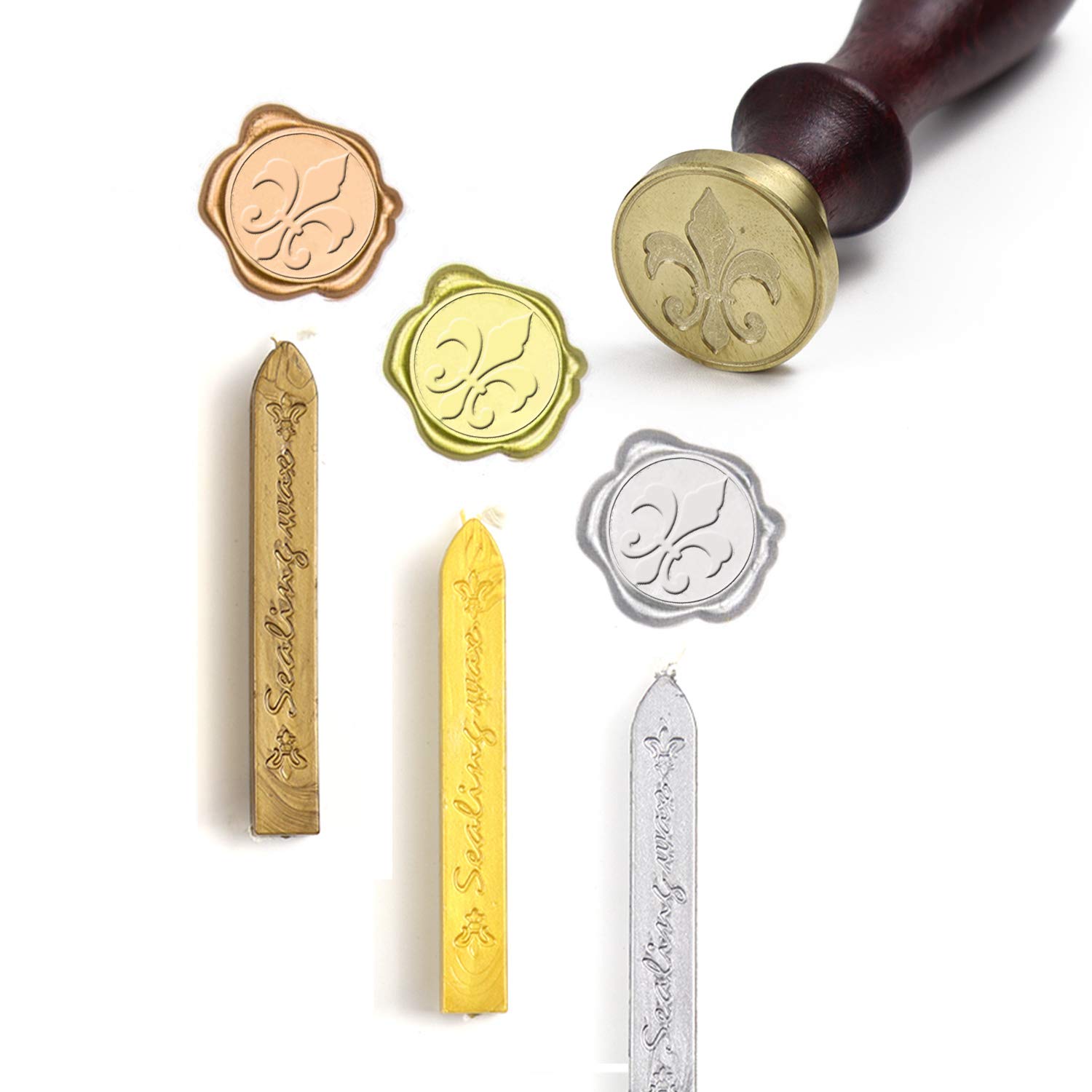 ZZKOKO Calligraphy Pens Set - Quill Pen Set for Beginners, Calligraphy Set Includes Feather Dip Pen, Seal Stamp, 3 Wax Seal Sticks, White Wax, 5 Nibs, Black Ink Bottle