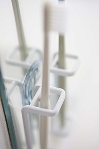 YAMAZAKI home 2530 Toothbrush Holder-Suction Cup Organizer for Bath, One Size, White