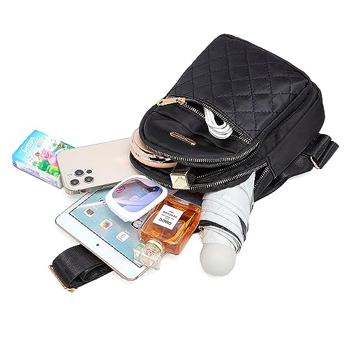 YAZEKOUS Women's Sling Bag, Water-Resistant Nylon, Adjustable Strap, Multiple Pockets, Perfect for Travel
