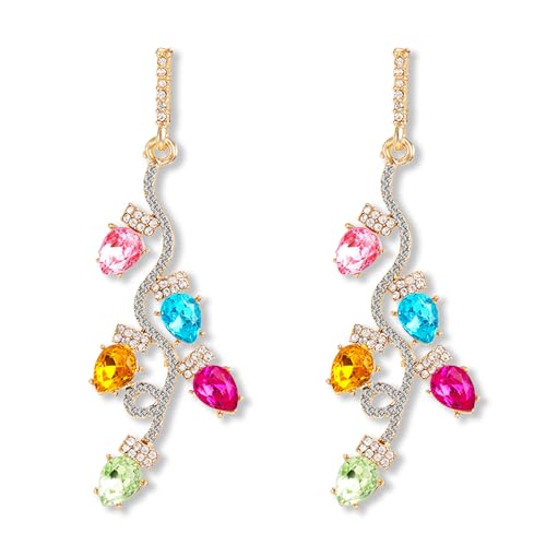 Ymimanchil Colorful Christmas Earrings for Women Christmas Light Bulb Earrings Crystal Christmas Dangle Earrings Xmas Holiday Earrings