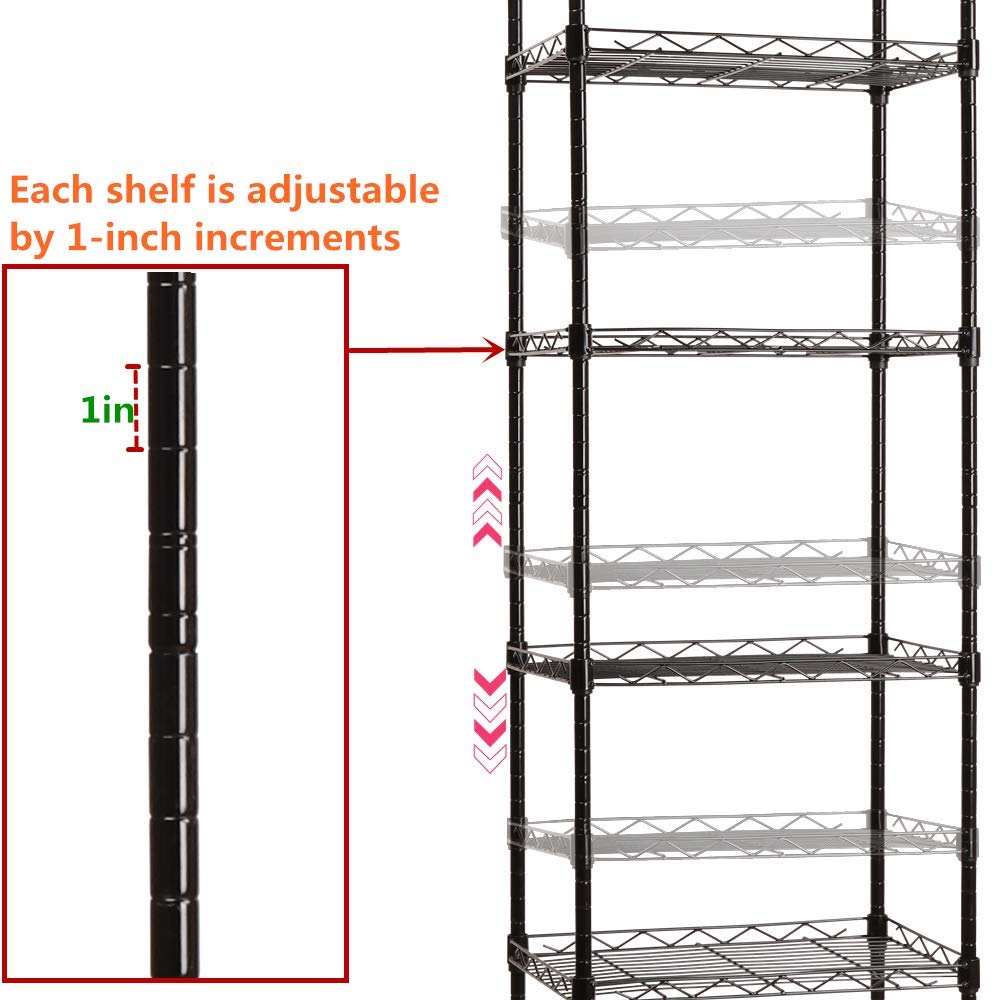 YOHKOH 6 Wire Shelving Steel Storage Rack Adjustable Unit Shelves for Laundry Bathroom Kitchen Pantry Closet 16.7" Width x 62" Height x 11.7" Depth (Grey Sand Pattern)