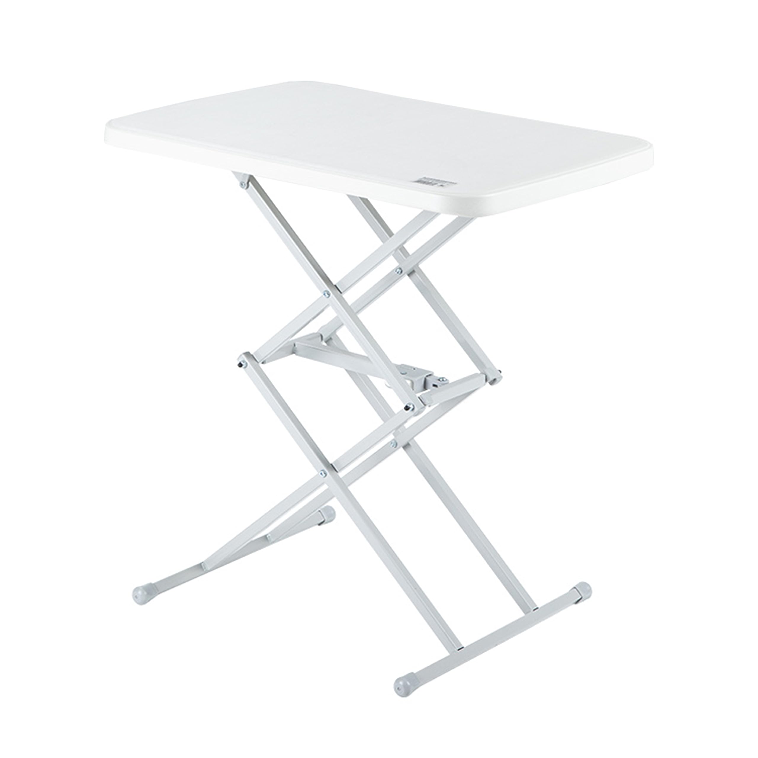 Yolafe Folding Table 4 Adjustable Heights TV Tray Portable Plastic Desk Heavy Duty Multipurpose for Indoor and Outdoor Use, White