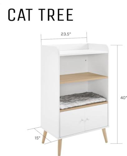 YUSTY 39 Inch Single Back Bookcase Cat Tree-Modern Style-Multifunctional Design-Premium Material-Machine Washable Cushion-Blends Well with Home Decor
