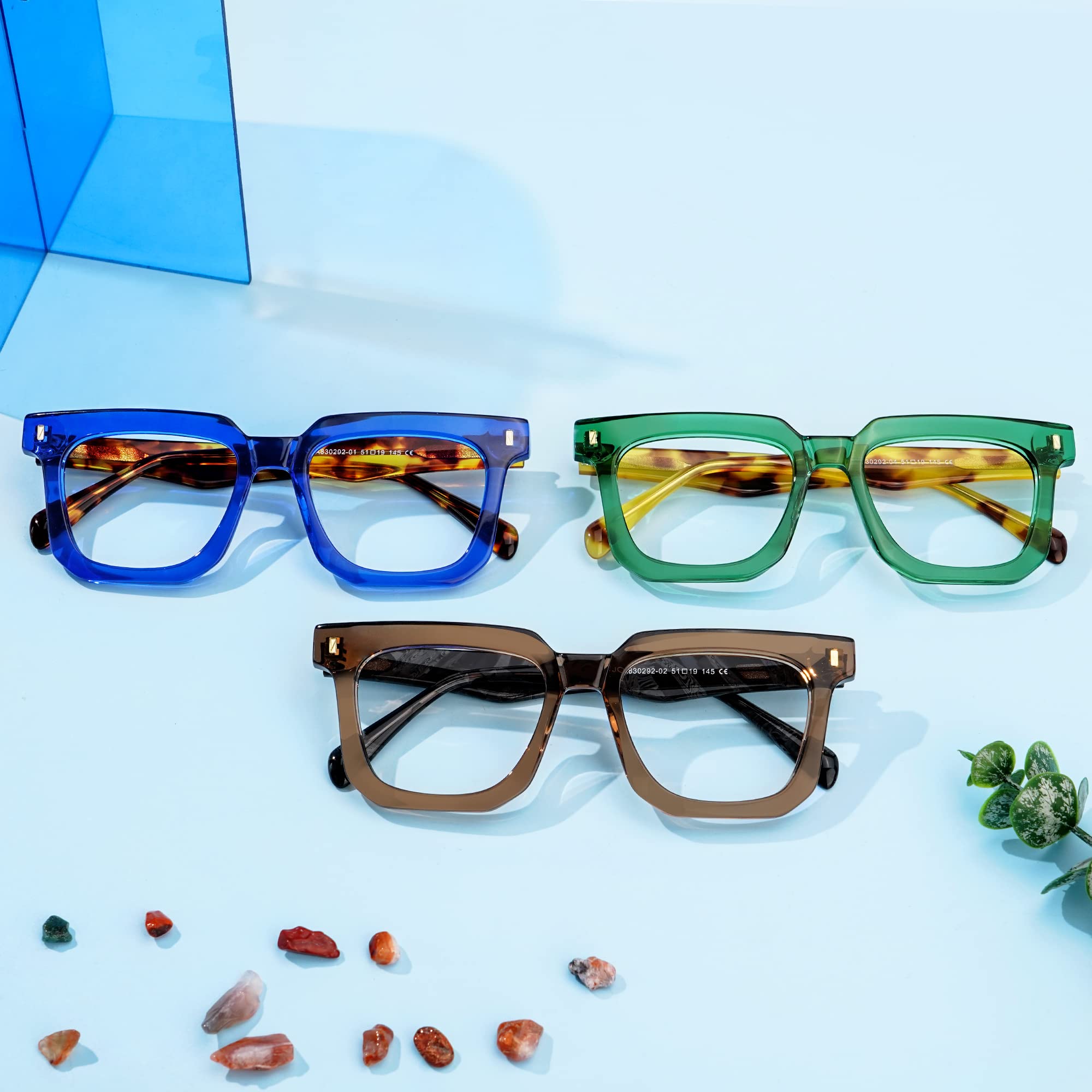 Zeelool Classic Oversized Square Blue Light Blocking Eyeglasses for Women Men Coville ZJGA830292-04 Green