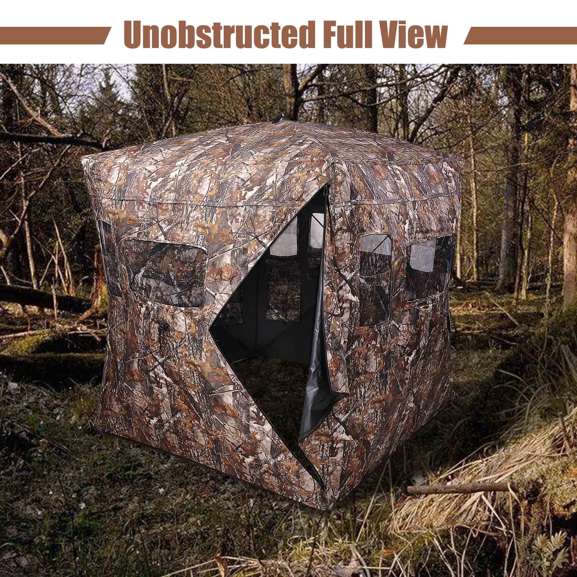 ZeHuoGe Hunting Blind Ground Tent with Zero Detection Carrying Case Professional Hub-Style Extra Large Bottomless Design Outdoor Sport Shooting US Delivery