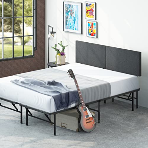 Zinus SmartBase Mattress Foundation with Upholstered Headboard / 42 Inch Metal Platform Bed Frame/No Box Spring Needed/Sturdy Steel Frame/Adjustable Headboard Height, Full