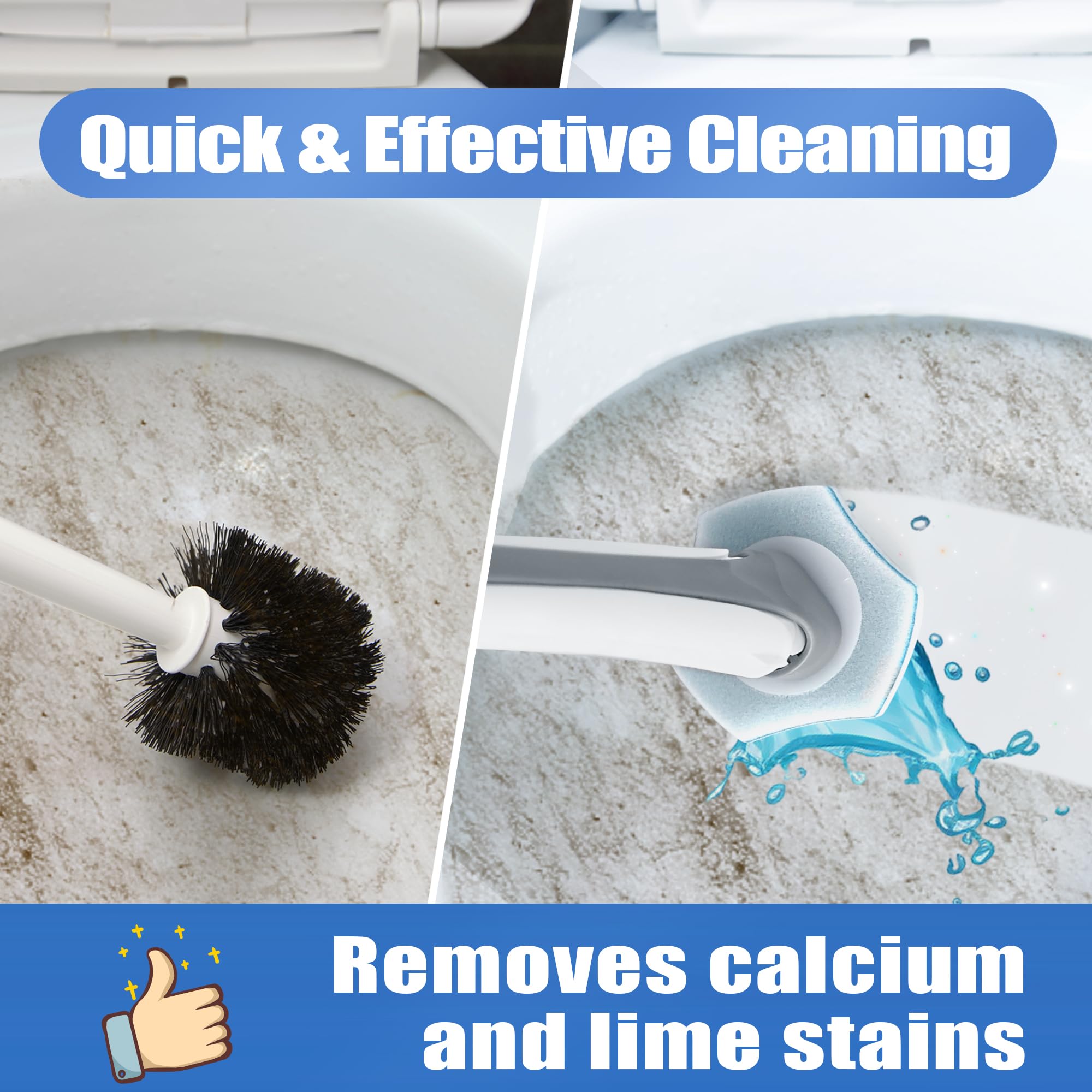 ZUBULUN Disposable Toilet Bowl Wand Brush Refills 48 Counts, Upgraded Bathroom Scrubber Replacement Pads