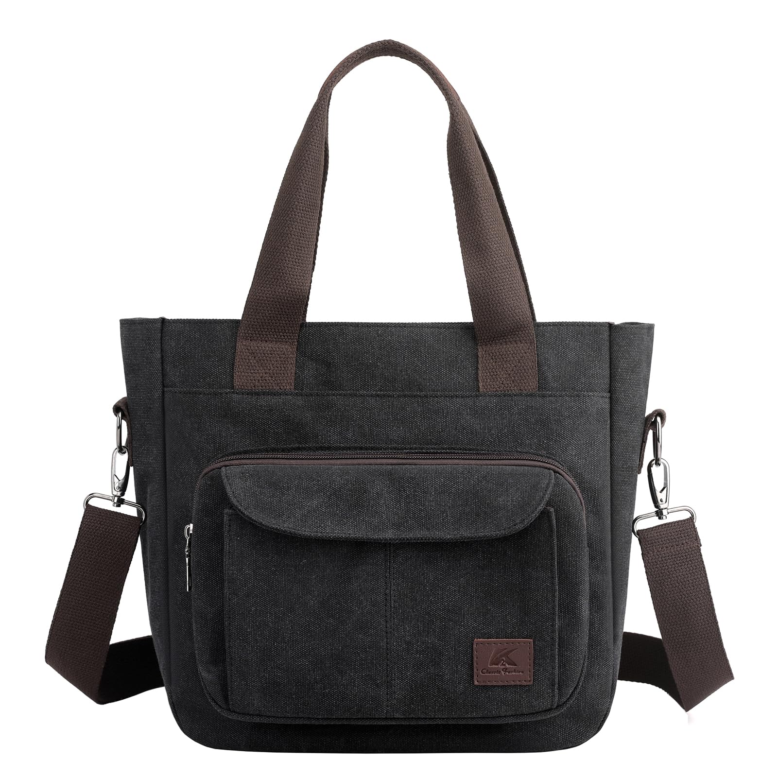 ZHIERNA Canvas Tote Purse for Women, Vintage Crossbody Shoulder Bags Small Handbag, Multi-pocket Top Handle Work Bag