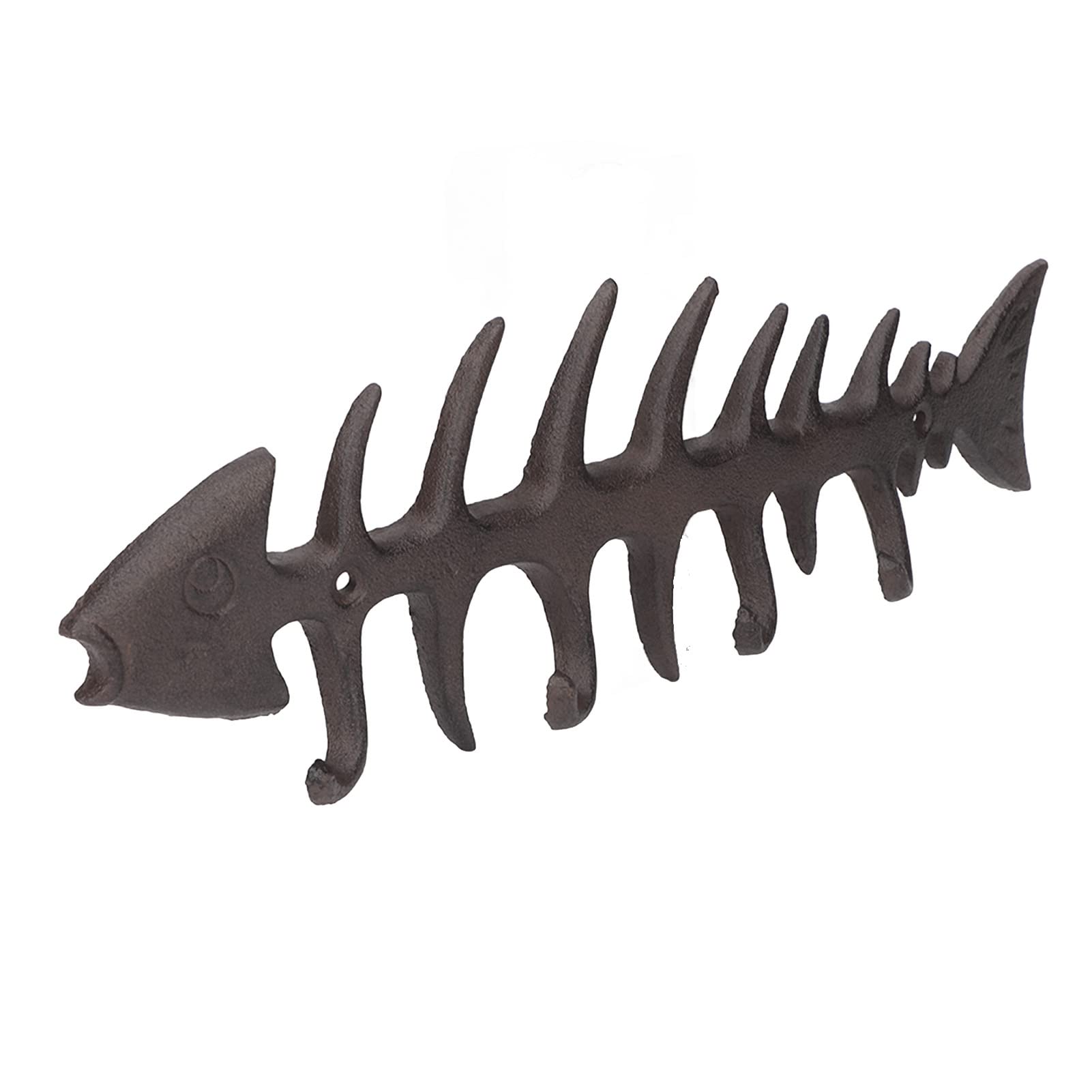 Zixyqol Fish Bones Towel Rack,European Style,Strong Metal Wall Mounted Holder with 4 Hooks for Home Kitchen and Bathroom Decor(S)