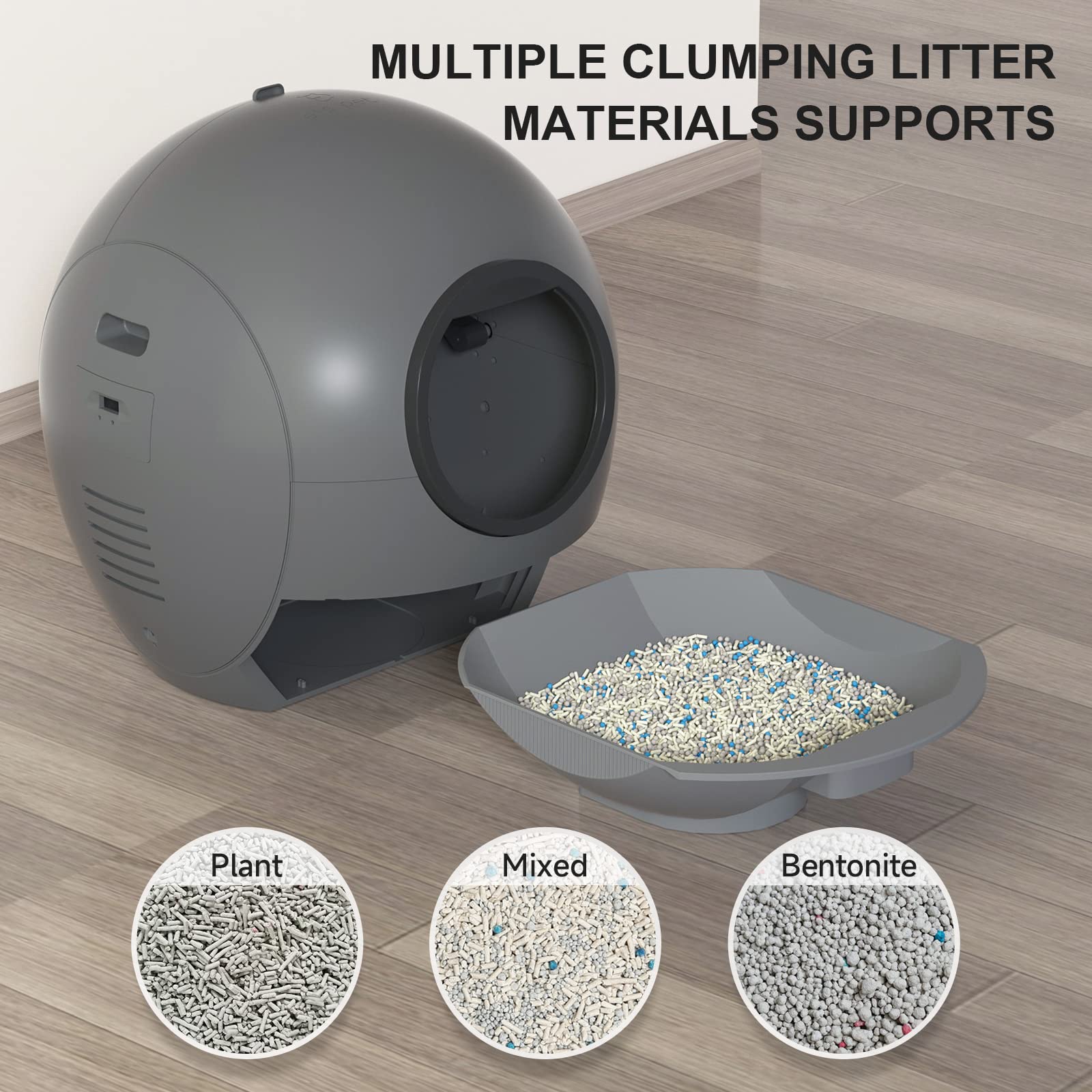YSSAIL Self-Cleaning Cat Litter Box: Extra Large Automatic Cat Litter Box with APP Control & Smart Health Monitor & Safe Alert, Odor Removal Cat Litter Box for Multiple Cats [Black]