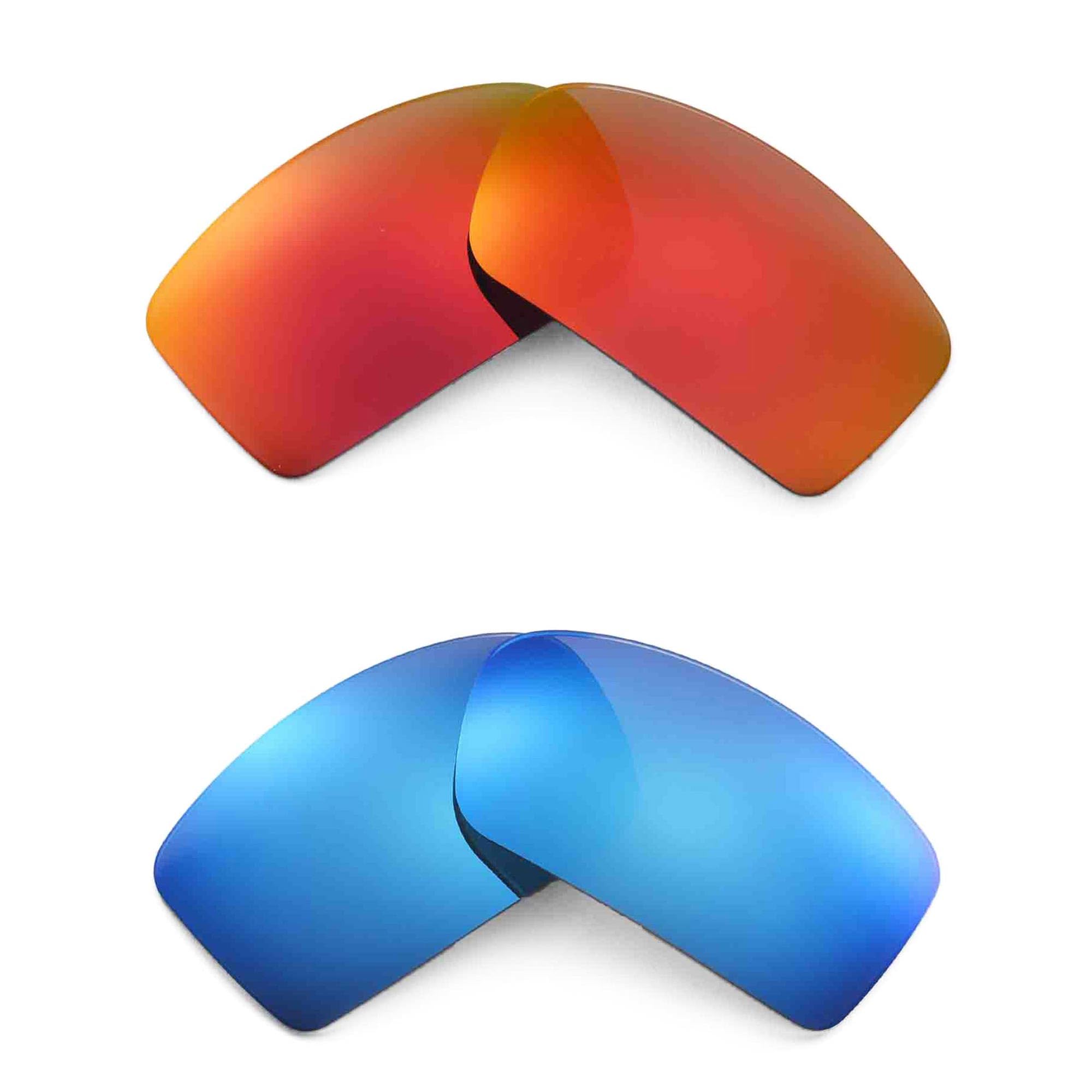 Walleva Two Pairs Polarized Replacement Lenses For Oakley Gascan Sunglasses - Ice Blue + Fire Red