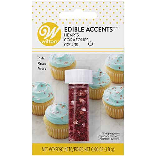 Wilton Edible Glitter, Pink Hearts, Kosher, 1.7 g