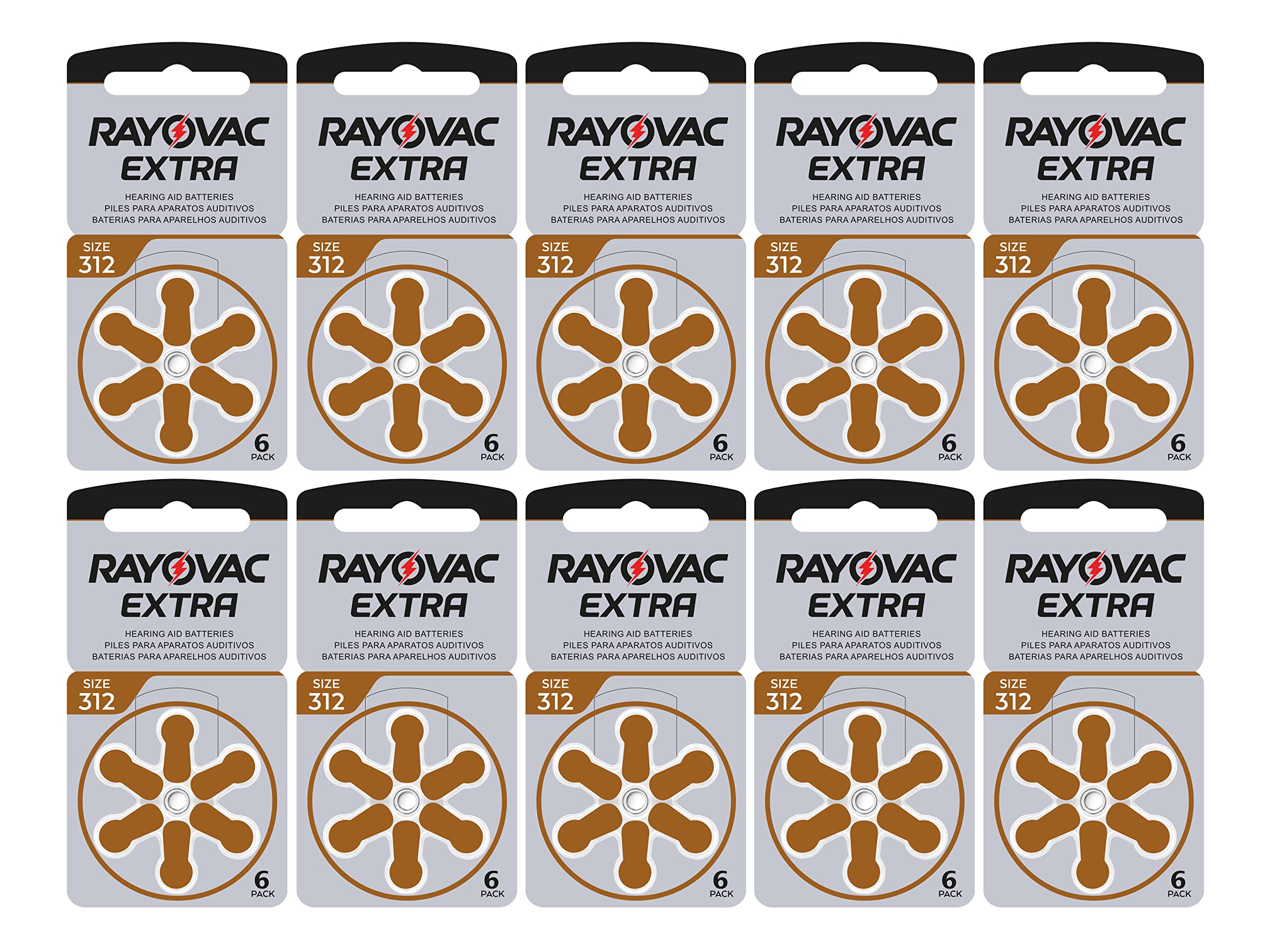 Rayovac Extra Advanced, size 312 Hearing Aid Battery (pack 60 pcs)