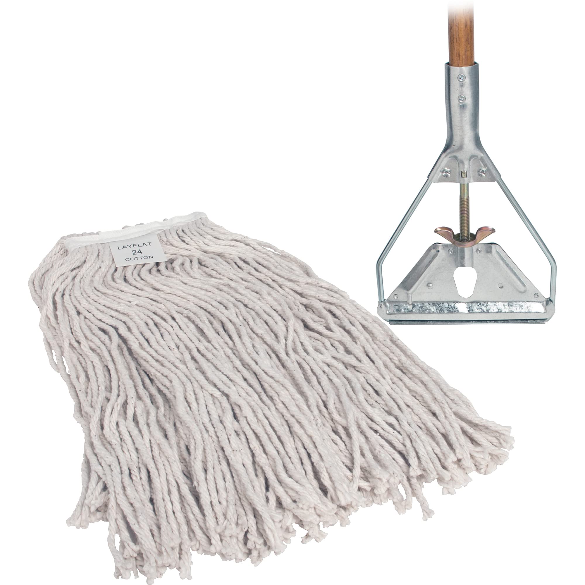 Genuine Joe-GJO54201 Cotton Wet Mop with Handle 60" Width x 0.94" Height; Cotton HeadWood Handle – Lightweight