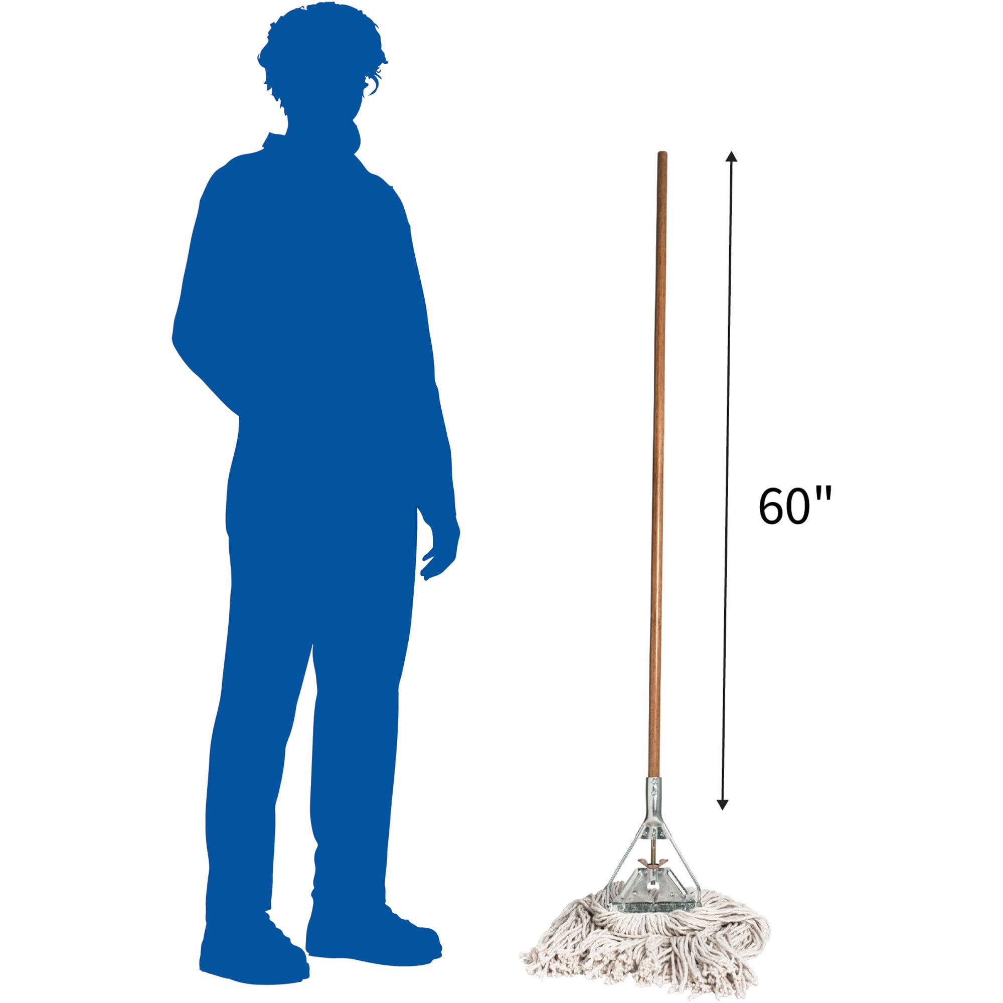 Genuine Joe-GJO54201 Cotton Wet Mop with Handle 60" Width x 0.94" Height; Cotton HeadWood Handle – Lightweight