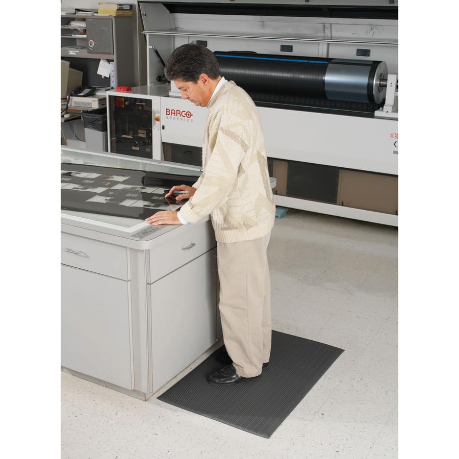 Guardian 24030502 Air Step Anti-Fatigue Floor Mat, Vinyl, 3'x5', Black, Reduces fatigue and discomfort, Can be easily cut to fit any space