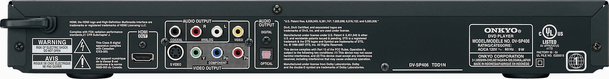 Onkyo DV-SP406B Single Disc DVD Player (Black)