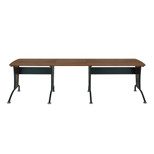Techni Mobili Deluxe L Shaped, Corner Configurable as Left/Right-Handed L Inline, Durable Steel Frame with Spacious Work Area, Walnut and Grey Office Desk, 67” W x 57” D x 29” H