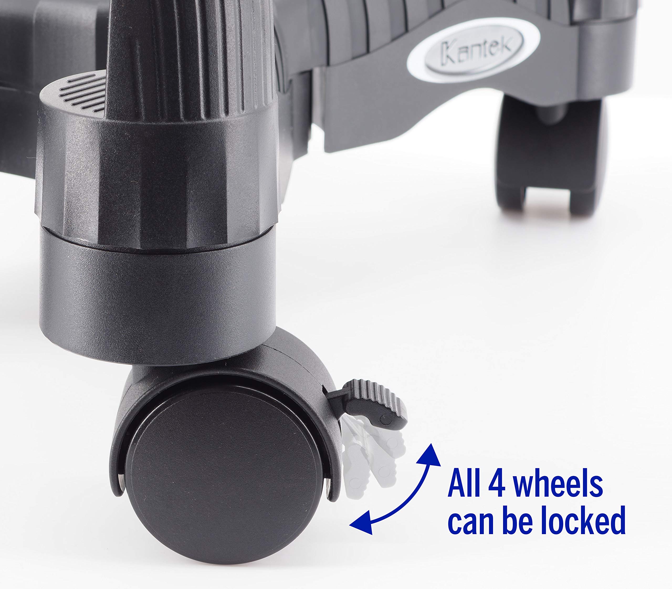 Kantek Mobile CPU Stand with Adjustable Width and Locking Casters, 16-Inch Wide x 7-Inch Deep x 4.8-Inch High (CS200B),Black