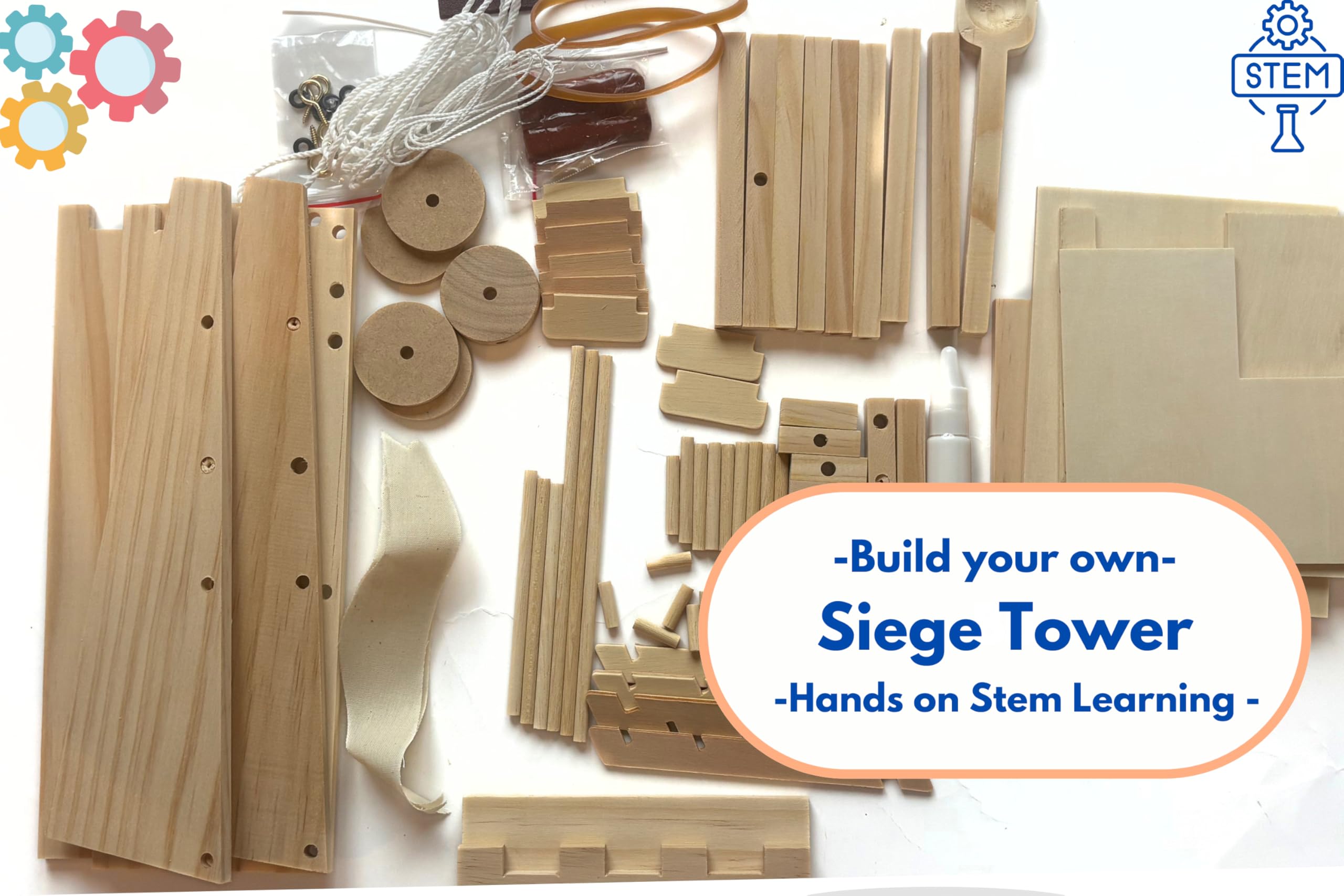 PATHFINDERS STEM Kit – Medieval Siege Tower with Catapult | Wooden Building Kit for Kids Ages 12-14 | Engineering & Physics Toy | Hands-On STEM Project