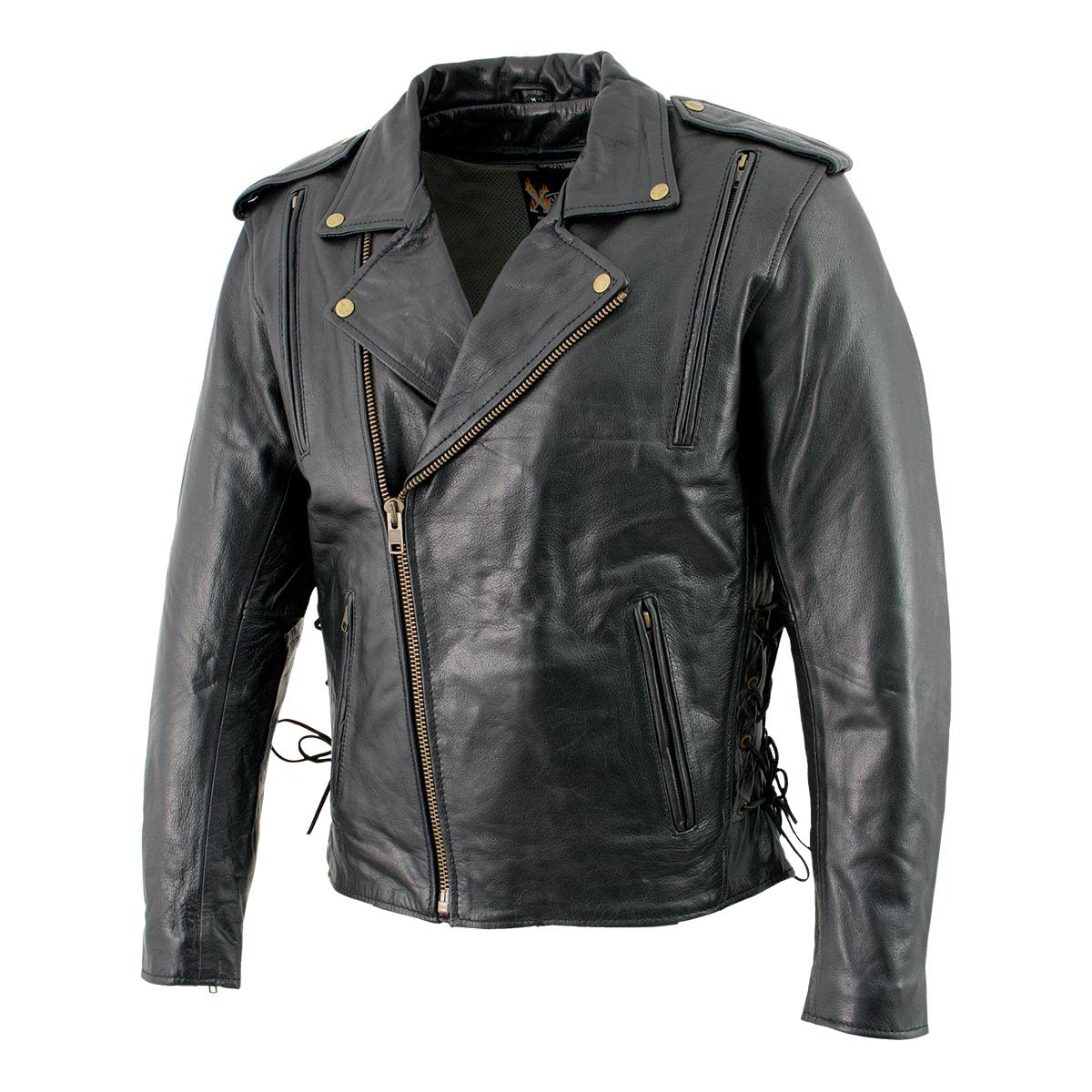 Xelement B7210 Men's 'Cool Rider' Black Vented Leather Motorcycle Jacket - 2X-Large
