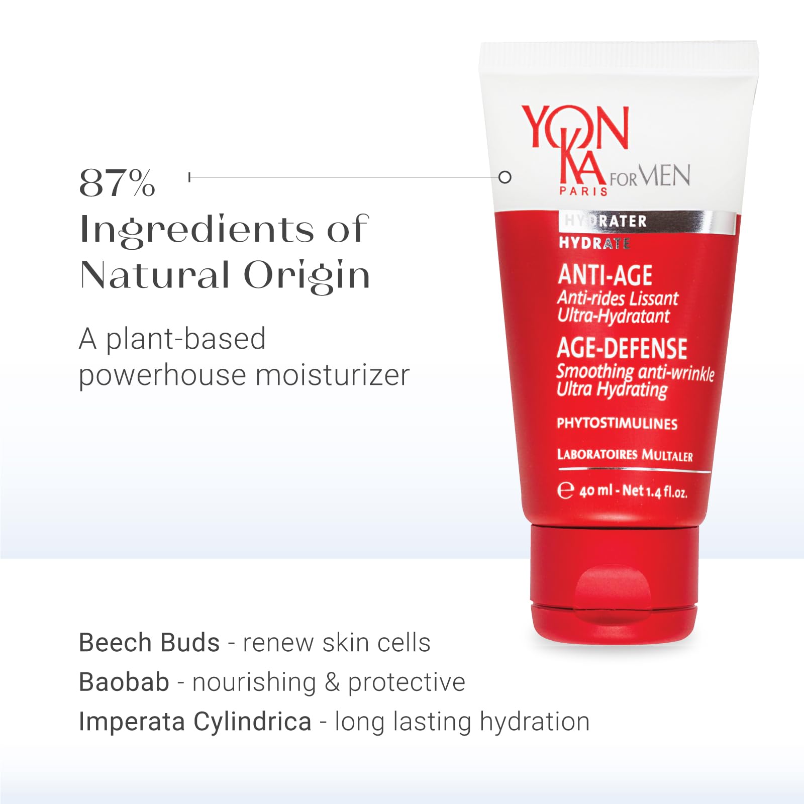 Yon-Ka Mens Age Defense Moisturizer (40ml) Anti-Aging Daily Face Lotion for Dry and Mature Skin, Prevent Wrinkles with Nutrient Rich Creme