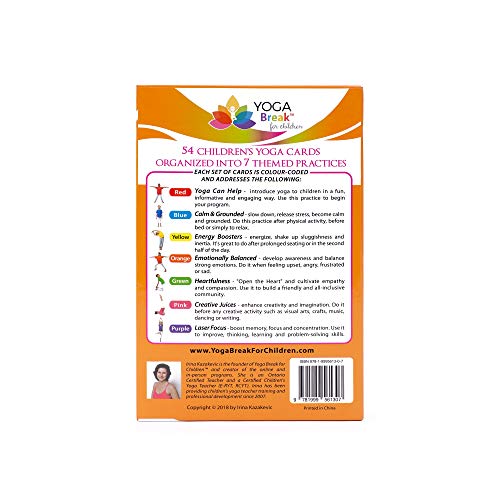 Kids Yoga Cards, 54 Educational Flash Card Deck for Children, 7 Sequences with Yoga Poses, Breathing Exercises, Meditations and Affirmations.