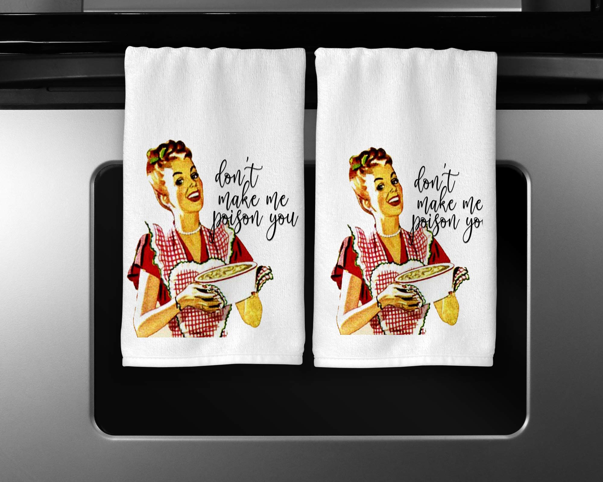 Retro Kitchen Hand Towels - Don't Make Me Poison You - Funny Gift for Mom - Cooking Gift for Women