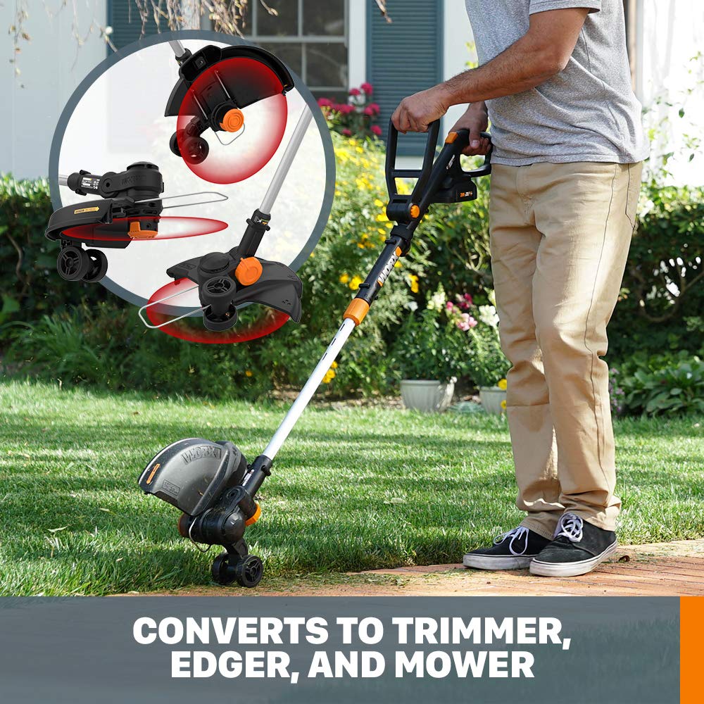 WORX 20V Power Share GT Revolution String Trimmer/Edger/Mini-Mower & Turbine Blower Combo Kit W/Quick Charger