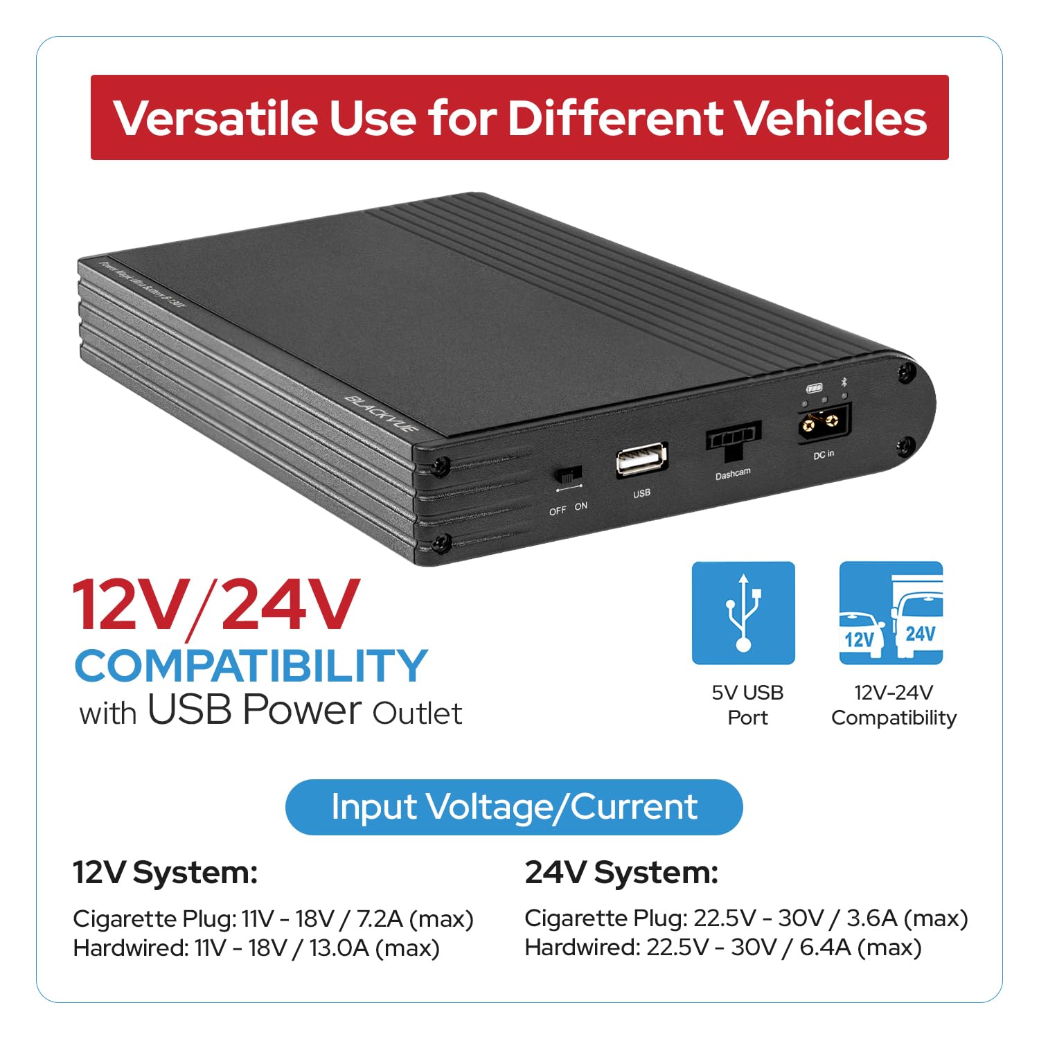Blackvue B-130X Power Magic Ultra Battery Pack, Vehicle Dash Cam Battery, Discharge Prevention, Circuit Tester Included