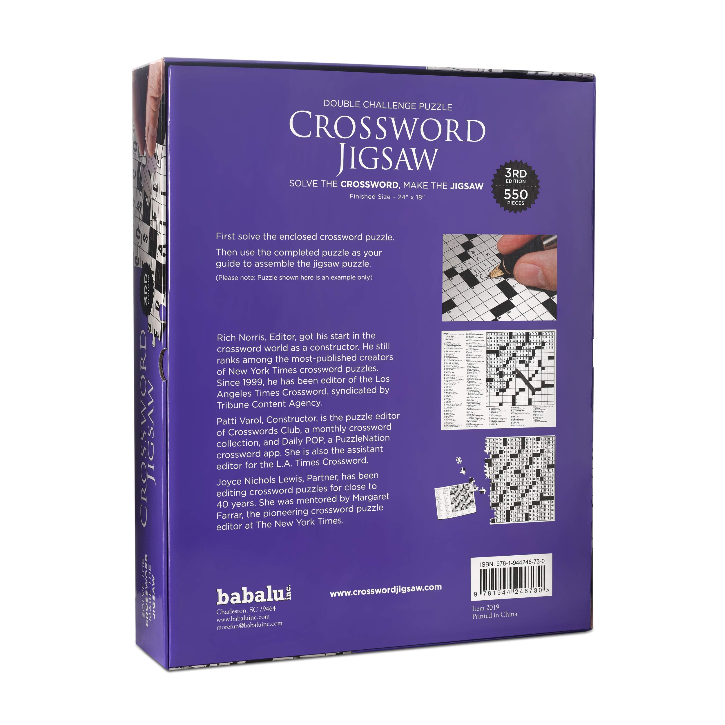 Dual Challenge Crossword Jigsaw Puzzle 3rd Edition - 550 Piece Board Game for Adults Families - Educational Interactive Brain Building
