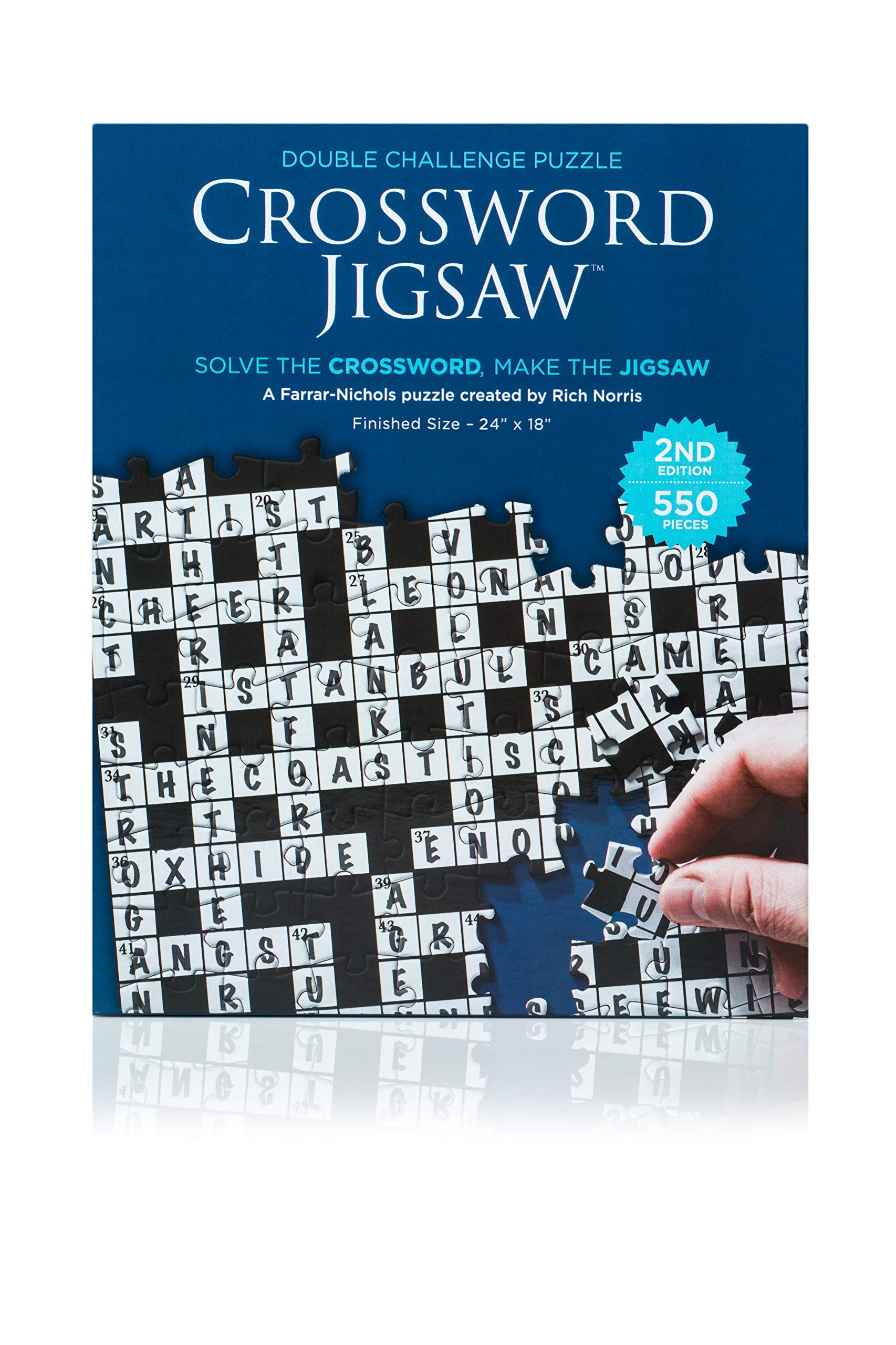 Dual Challenge Crossword Jigsaw Puzzle 2nd Edition - 550 Piece Board Game for Adults Families - Educational Interactive Brain Building