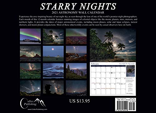 Starry Nights 2021 Astronomy Wall Calendar (13.5" x 9.75", featuring the moon, northern lights, Milky Way, and more)