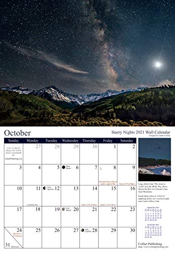 Starry Nights 2021 Astronomy Wall Calendar (13.5" x 9.75", featuring the moon, northern lights, Milky Way, and more)