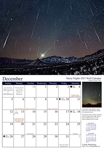 Starry Nights 2021 Astronomy Wall Calendar (13.5" x 9.75", featuring the moon, northern lights, Milky Way, and more)