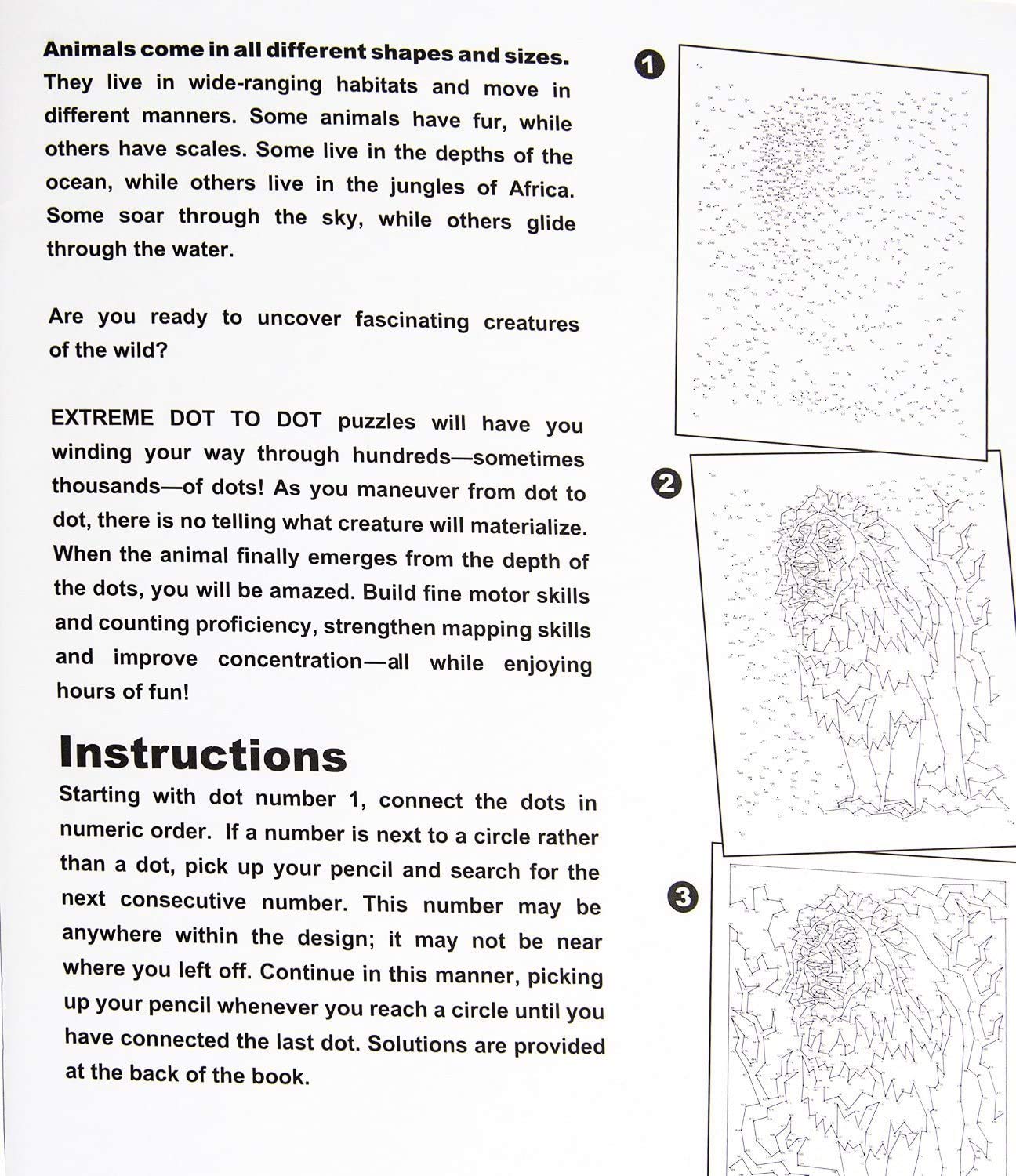 MindWare Extreme Dot to Dot Animals Book Puzzles Range from 300 to over 1,400 Dots Features 8 2-Page Spreads
