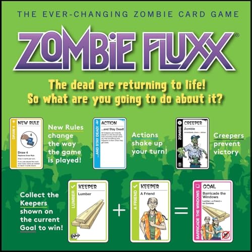 Looney Labs Zombie Fluxx Card Game - Ever-Changing Gameplay and Zombie Adventure