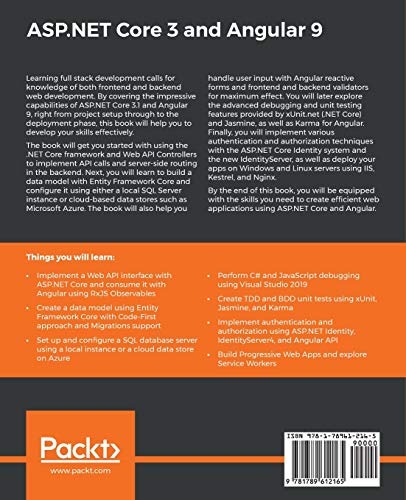 ASP.NET Core 3 and Angular 9: Full stack web development with .NET Core 3.1 and Angular 9, 3rd Edition