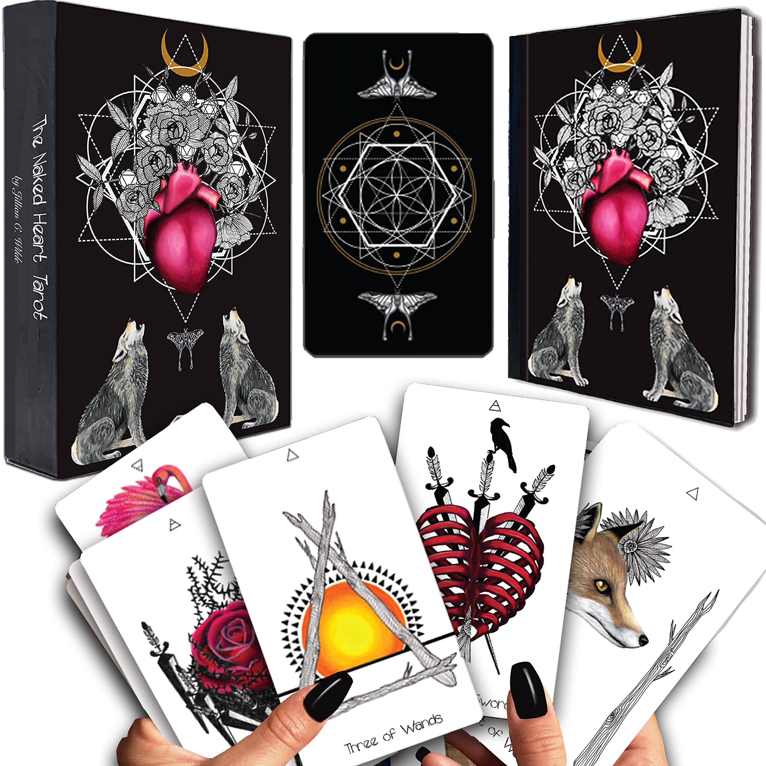 Naked Heart Tarot Deck by Jillian C. Wilde - Black Tarot Deck Tarot Cards with Guide Book - Nature & Animal Tarot Cards for Beginners & All Level Tarot Cards Deck Readers