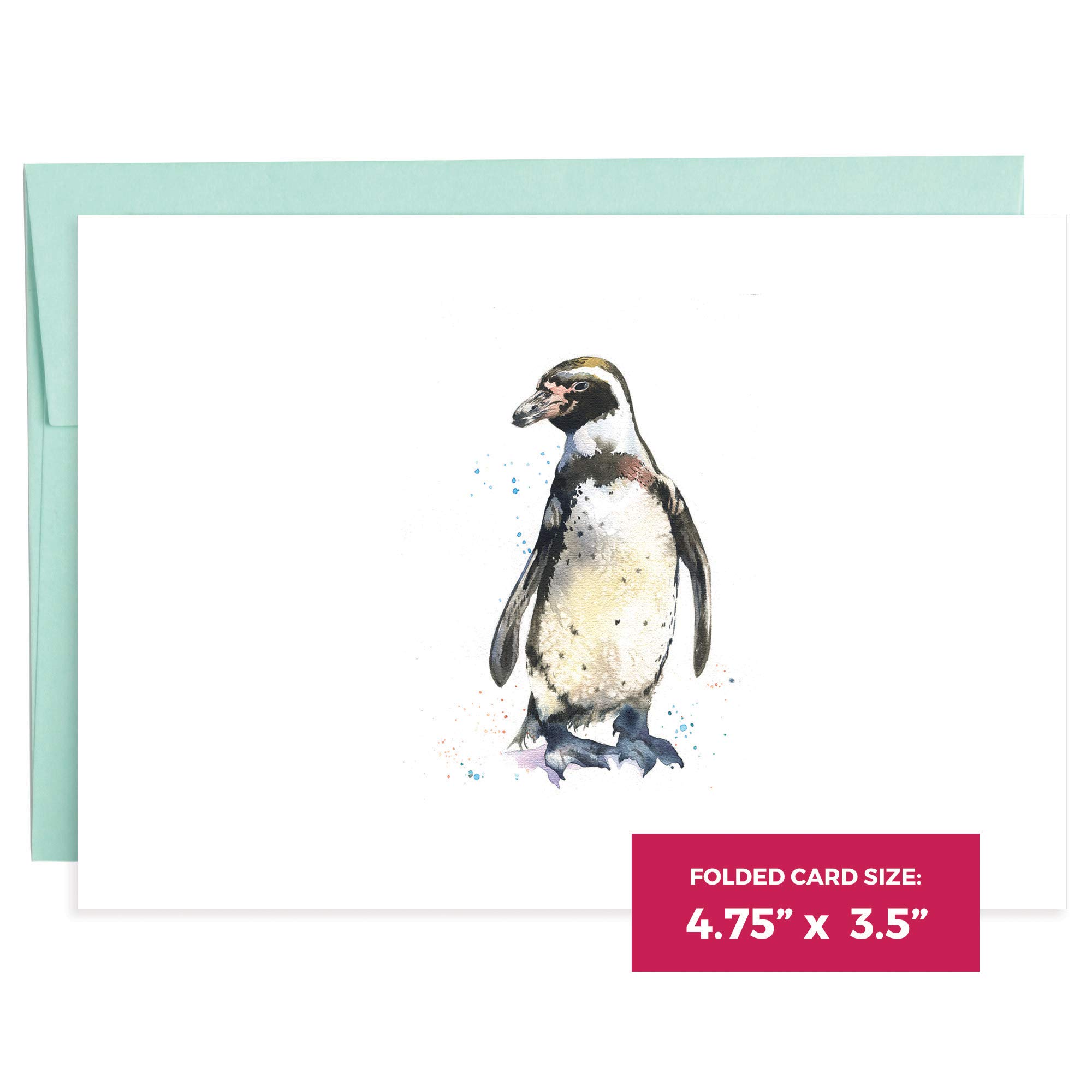 L'apostrophe Marine Life - Blank Note Cards with Envelopes - Blue Whale - Turtle - Narwhal - Penguin - Assorted Set of 16 Animal Greeting Cards for All Occasions - 4.75" x 3.5"