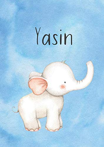 Yasin: DIN A4 • Liniert 100 Seiten • Personalisiertes Malbuch • Individueller Kalender • Vornamen Notizbuch • Jugendbuch Blau • Hellblau Kinderbuch • Namensbuch • Malblock mit Name (German Edition)