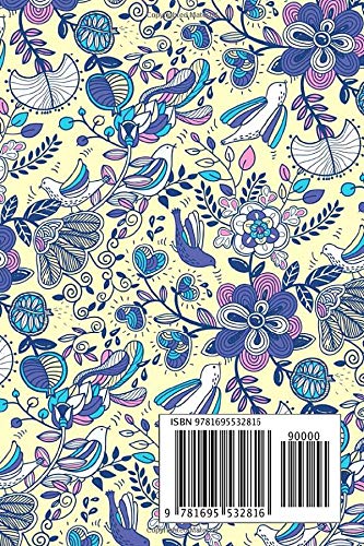 Notebook with A-Z Tabs: 4x6 Lined-Journal Organizer Mini with Alphabetical Section Printed | Fantasy Flower Bird Design Yellow