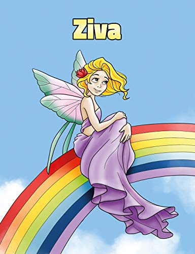 Ziva: Personalized Composition Notebook – Wide Ruled (Lined) Journal. Rainbow Fairy Cartoon Cover. For Grade Students, Elementary, Primary, Middle School, Writing and Journaling
