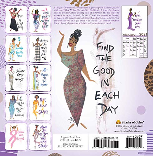 Shades of Color 2021 African American Calendar, Girlfriends, A Sister's Sentiments, 12 by 12 Inches (21GF)