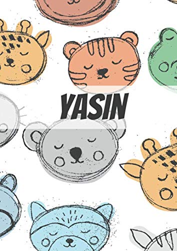 Yasin: GROßER MALBLOCK • DIN A4 • Blanko 100 Seiten • Personalisiertes Malbuch • Vornamen Notizbuch • Notizblock Zootiere • Tiere Kinderbuch • ... mit Name • Namensbuch (German Edition)