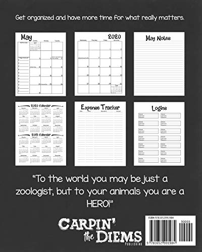 Zoologist 2020-2021 Calendar and Notebook: If You Think My Hands Are Full You Should See My Heart: 2-year Monthly Organizer (Jan 2020 - Dec 2021); ... Notes Pages, Expense Log, Password Logins