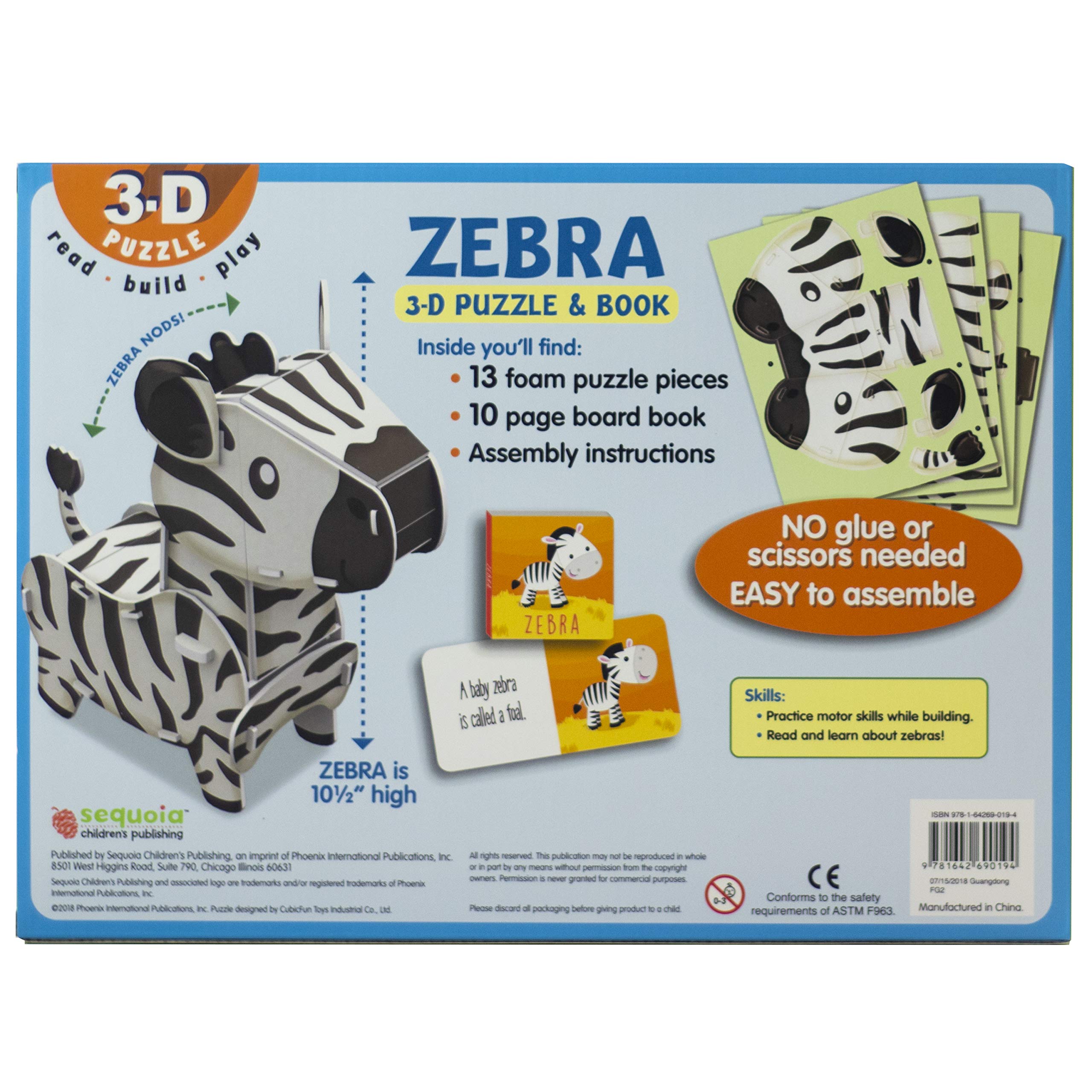 Zebra 3-D Puzzle & Book